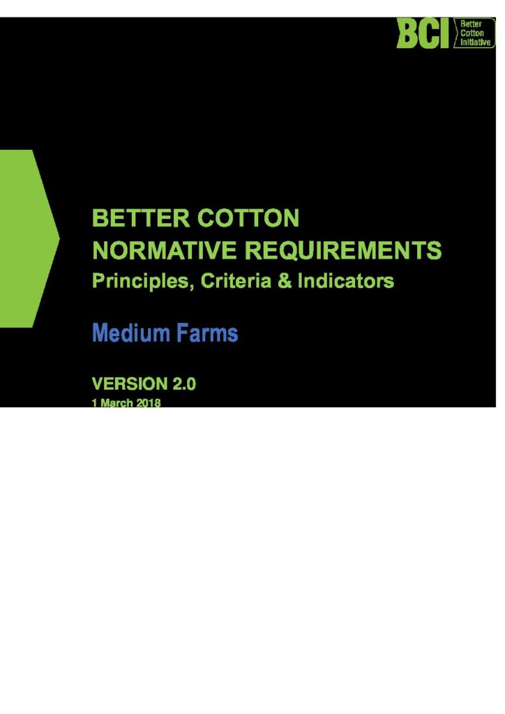 Better Cotton Normative Requirements – Medium Farms - Better Cotton